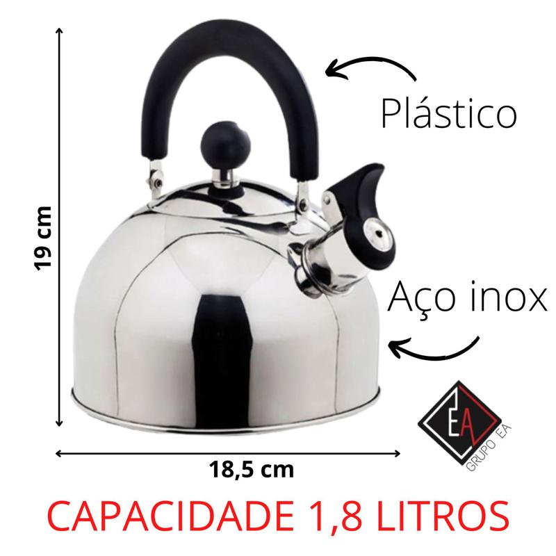 Chaleira Inox Com Apito 1,8l E Cafeteira Italiana 6. Xicáras - Art ...