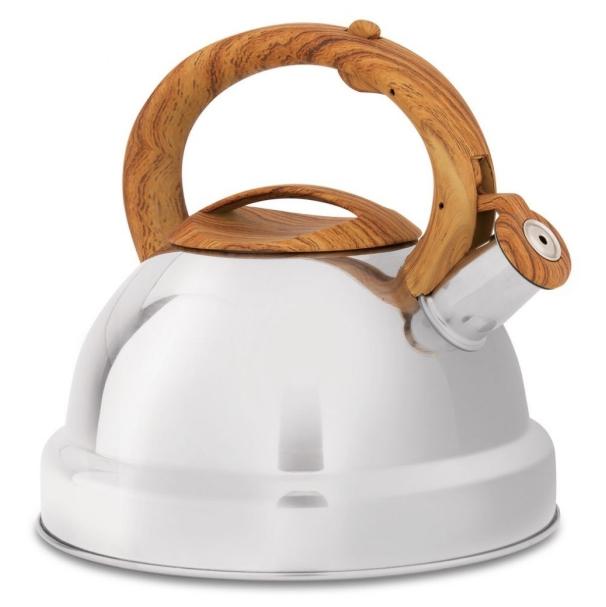 Chaleira inox Prata Cabo Ergonômico Com Apito 3L - Et - Chaleiras ...