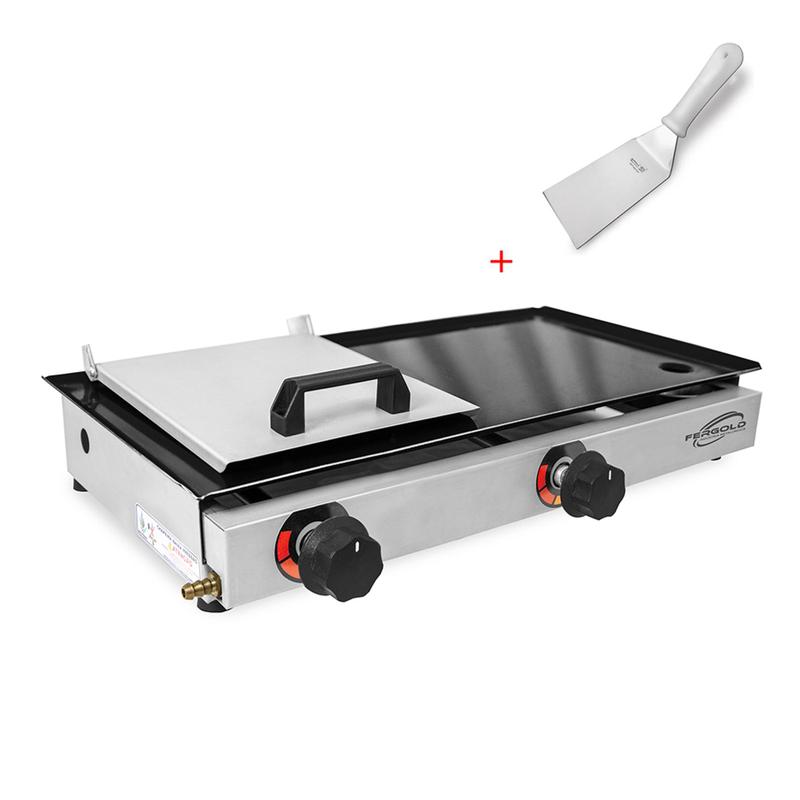 Chapa de Lanche Porções Hambúrguer 30x60 à Gás Inox Espátula - FerGold ...