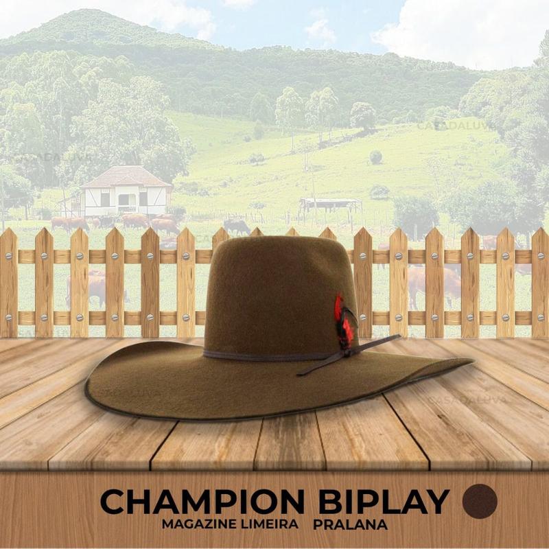 Chapeu Country Marrom Champion Biplay 2 Pena Vermelha Tam 62 - PRALANA ...