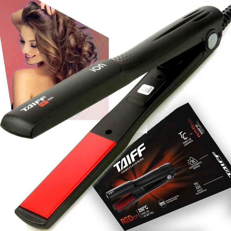 Chapinha Prancha Cabelo Alisadora Cachos TAIFF RED ION Cerâmica 200º C ...