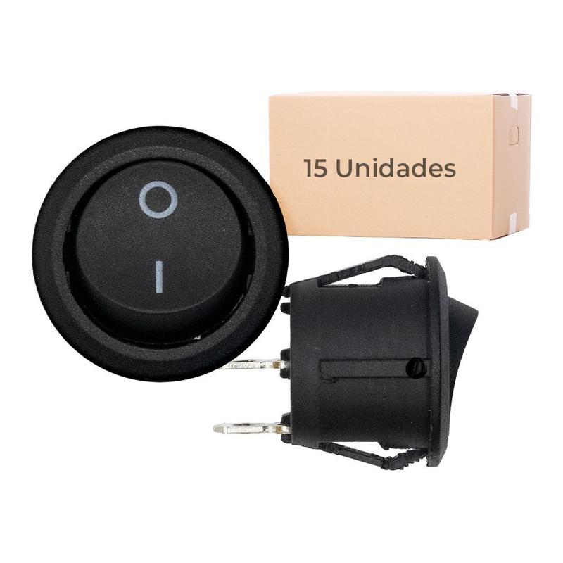 Chave Botão Interruptor Redondo Liga/desliga 2 Pinos 15 Unid - Mamute ...