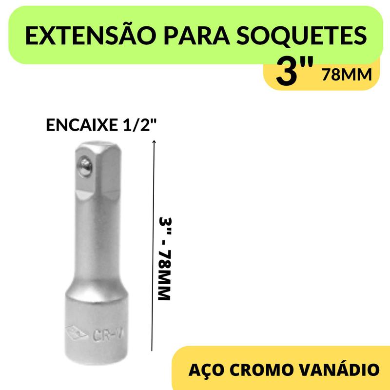 Chave Extensor Adaptador Para Soquete 3" Encaixe De 1/2 CRV - WAFT ...
