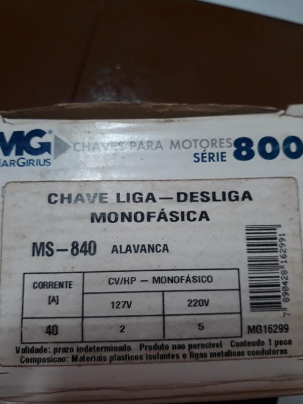 Chave liga-desliga Monofásica Ms-840 - Margirius - Chave Reversora - Magazine Luiza