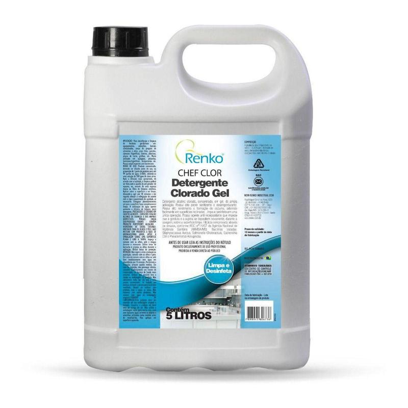 Chef Clor Detergente Desinfetante Clorado em Gel 5 Litros Renko ...