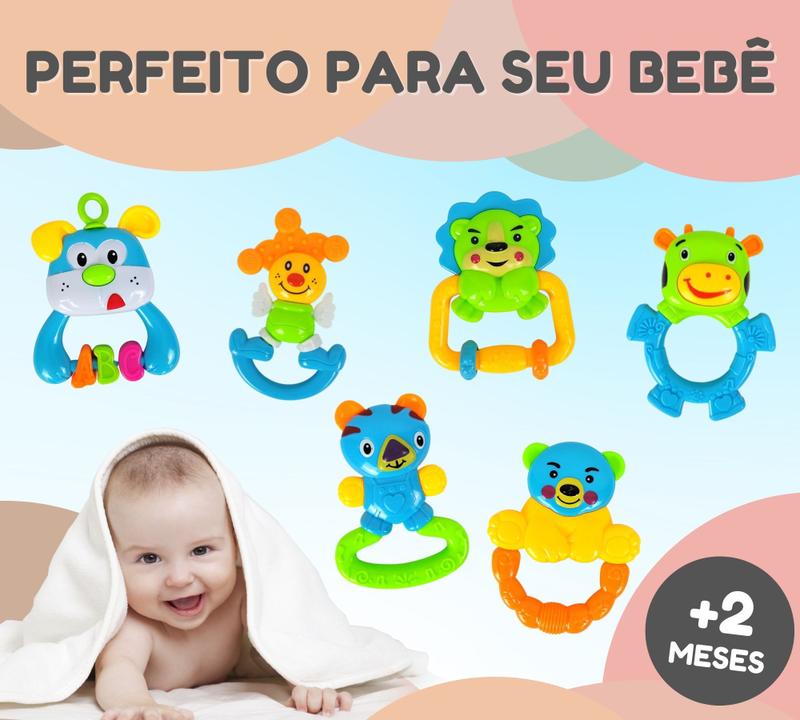 Chocalho Brinquedo Mordedor Divertido Musical Animais Bebês Urso - Pica ...