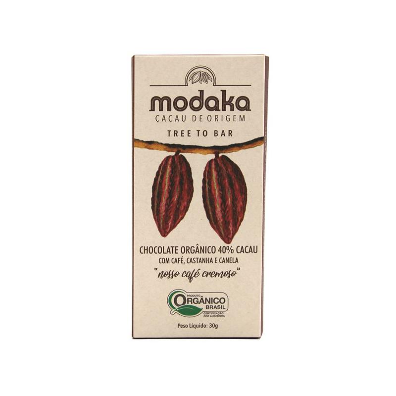 Chocolate 40% Cacau Com Café Cremoso Modaka 30g - Chocolate / Barra de ...