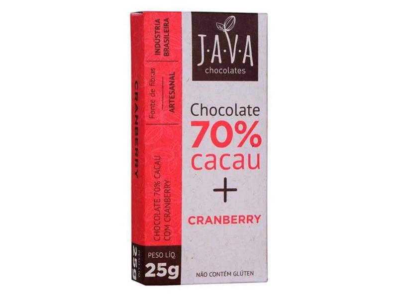 Chocolate 70% Cacau com Cranberry Sem Lactose 25g Java - Java ...