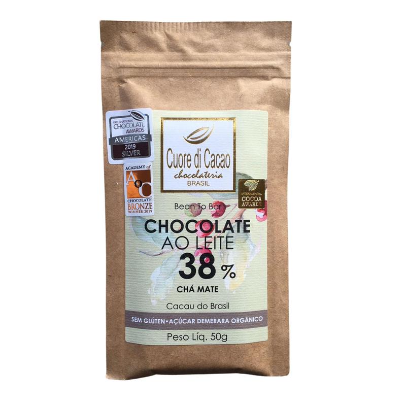 Chocolate ao Leite Artesanal Gourmet com Chá Mate - Cuore di Cacao ...