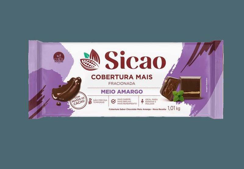 Chocolate Barra Fracionado Meio Amargo 1KG Sicao Mais - Recheio para Doces - Magazine Luiza