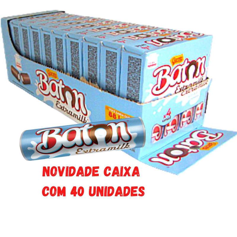 Chocolate Baton Extra Milk Display com 40 unidades - Garoto - Chocolate ...