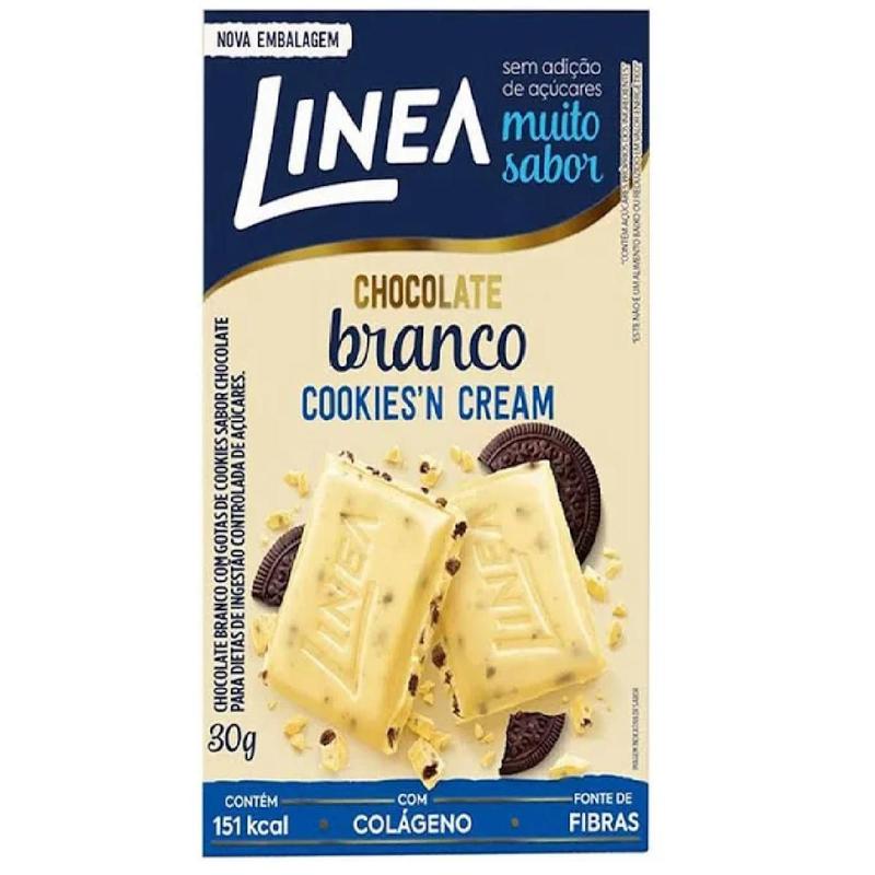 Chocolate Branco Cookies Cream 151 Kcal 30g Linea - Chocolate / Barra ...