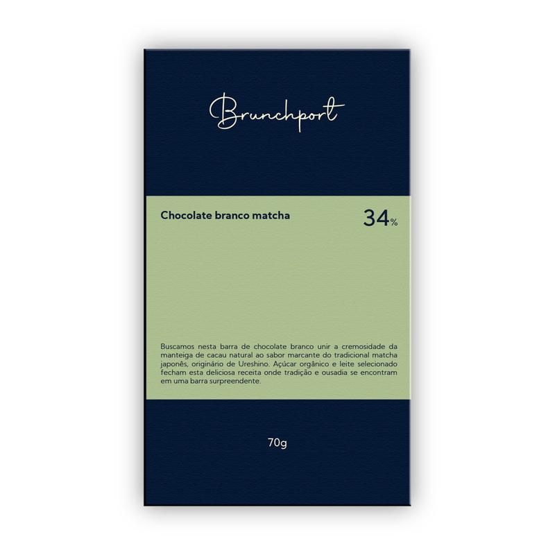 Chocolate brunchport branco matcha 34% barra 70g - Chocolate / Barra de ...