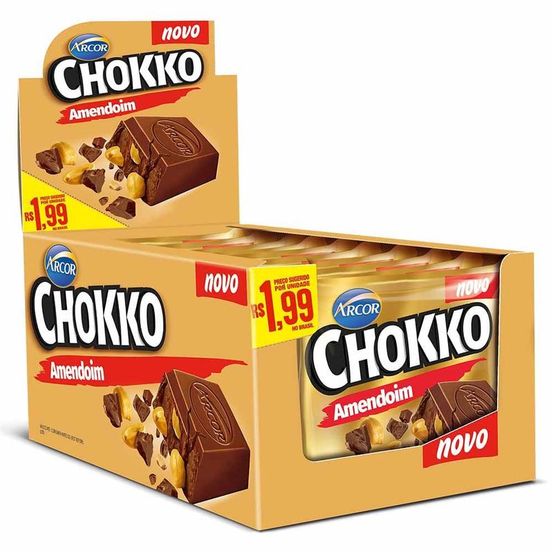 Chocolate Chokko Amendoim 60g c/12 - Arcor - Chocolate / Barra de ...