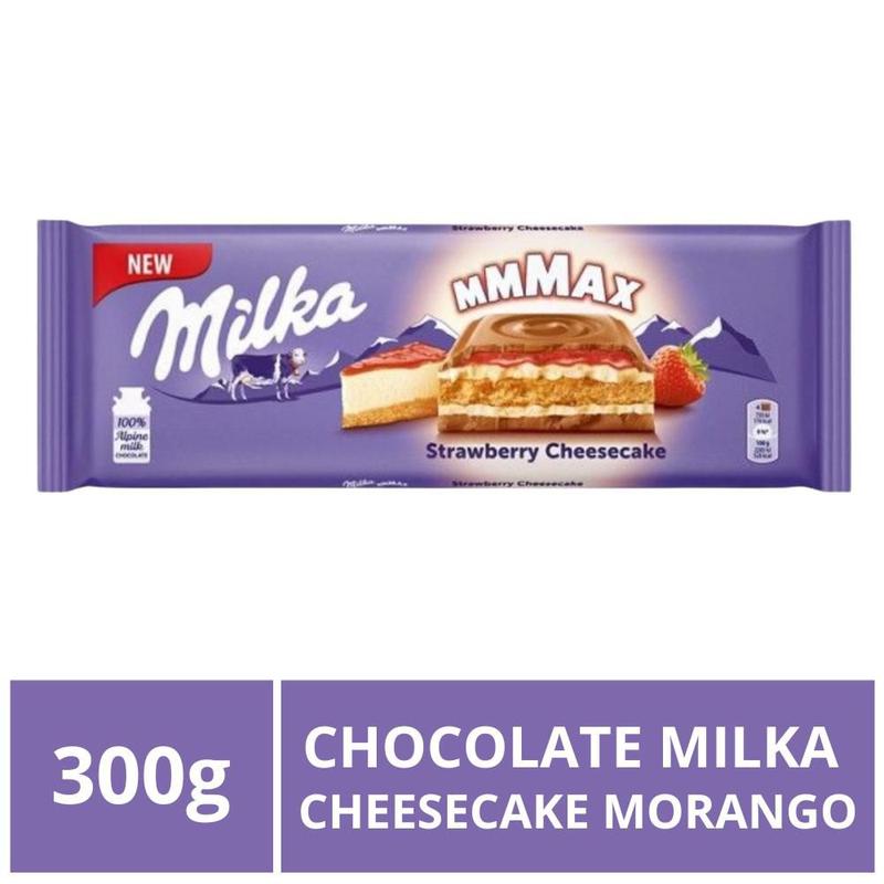 Chocolate Milka, Cheesecake Morango, Barra 300g - Chocolate / Barra de ...