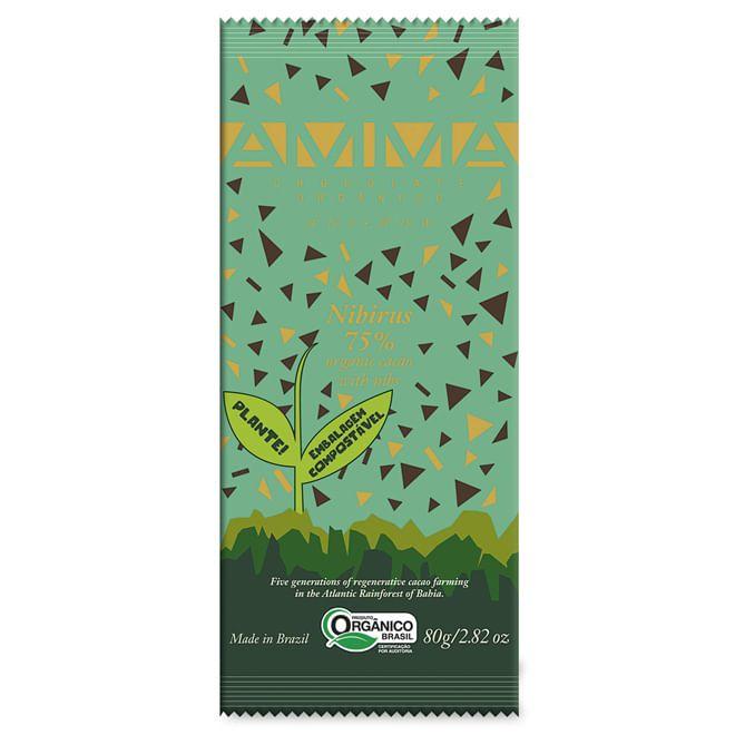 Chocolate Orgânico 75% Cacau com Nibs Nibirus Amma 80g - Chocolate ...