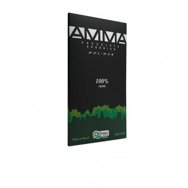 Chocolate Orgânico AMMA 100% Cacau - Caixa c/ 6 unidades de 80g ...