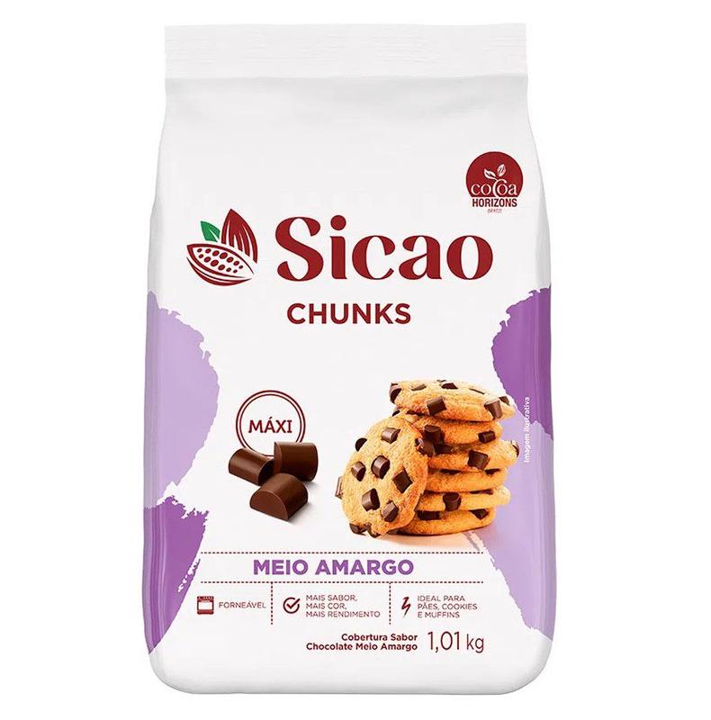 Chocolate Para Cookies Meio Amargo Chunks Maxi Cobertura 1kg - SICAO - Recheio para Doces ...