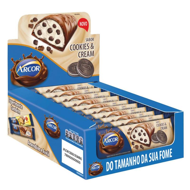 Chocolate Recheado Cookies&Cream 37g C/12 - Arcor - Chocolate / Barra de Chocolate - Magazine Luiza