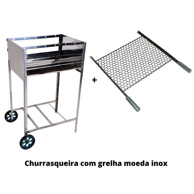 Churrasqueira De Inox Com Rodinha + Grelha Moeda Média Inox - Issi ...