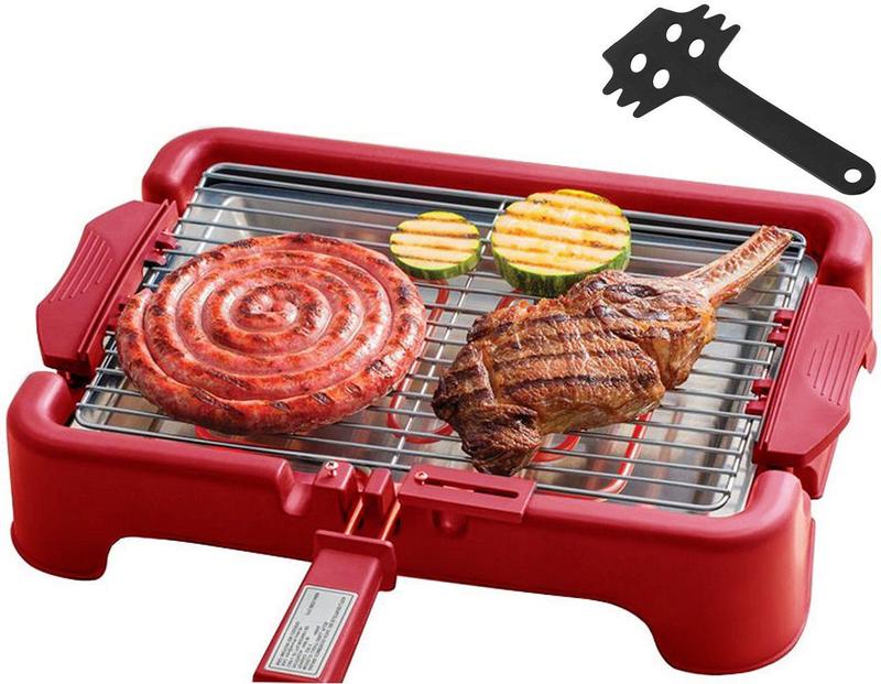 Churrasqueira Eletrica 127V Prática Econômica 1400 Watts Espátula De Limpeza Vermelha Light ...