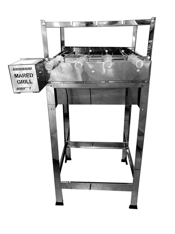 Churrasqueira Giratória Inox 4 Espetos Com Caçamba - Mared Industria ...