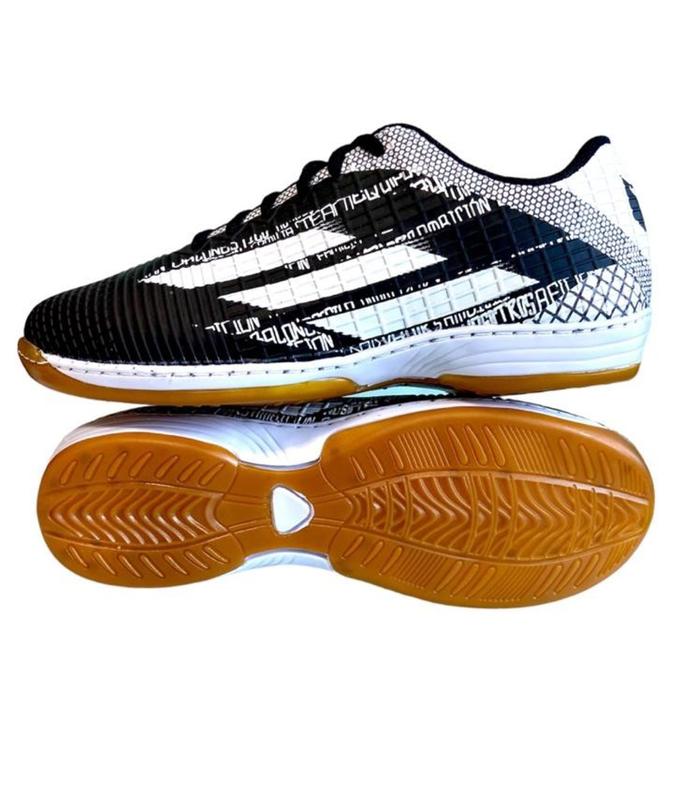 CHUTEIRA FUTSAL ATHENA BCO/PTO quadra/salão/sintetico/solado aderente ...