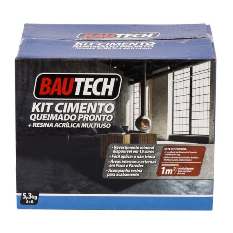 Cimento Queimado + Resina Fosca 5,3kg - Bautech - Cimento para ...