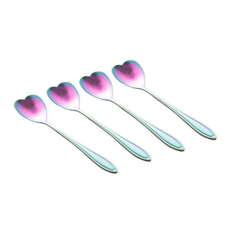 Cj 4 Colheres Aço Inox Para Chá Heart Rainbow Bon Gourmet - Colheres ...