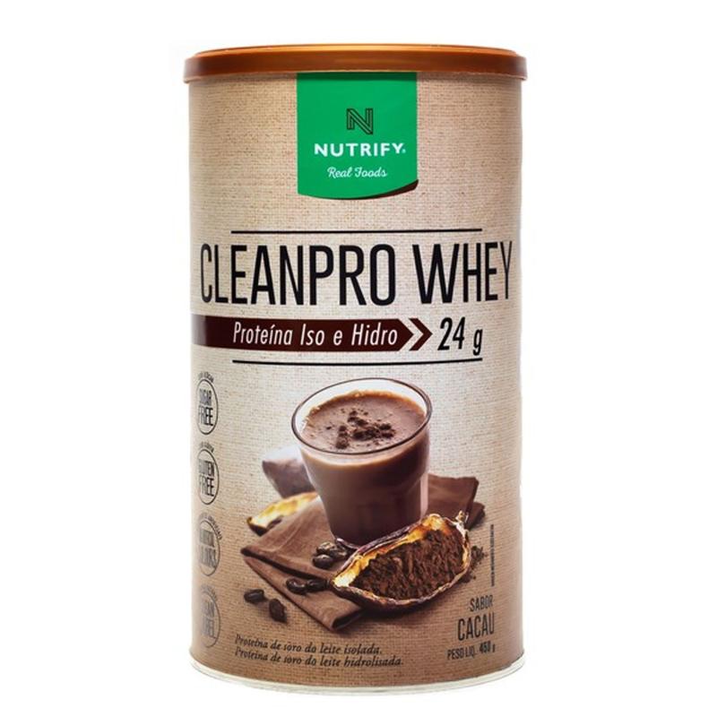 Clean Pro Whey Isolado e Hidrolisado Sabor Cacau 450g Nutrify - Nutrify ...