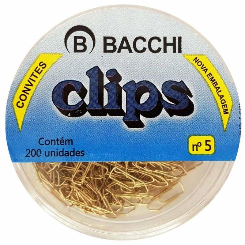Clips para Papel Nº5 Dourado Bacchi 200 Unidades - Clips - Magazine Luiza