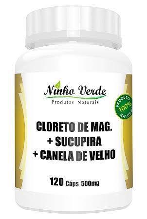 Cloreto de magnésio + canela de velho + sucupira 500mg 120 cápsulas - ninho verde - Cloreto de ...