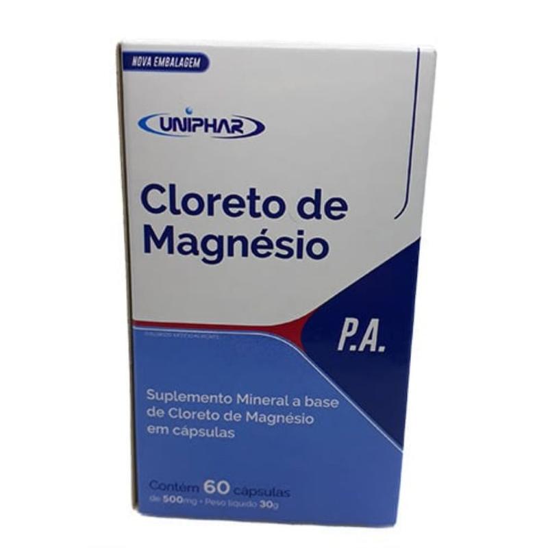 Cloreto de Magnésio P.A. 500mg 60 cáps- Uniphar - Cloreto de Magnésio / Magnésio Dimalato ...