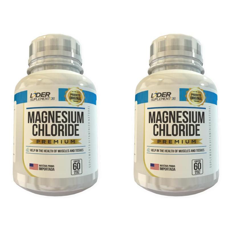 Cloreto De Magnésio P.A Caps 500Mg 60 Cáps Kit Com 2 Potes - Lider ...