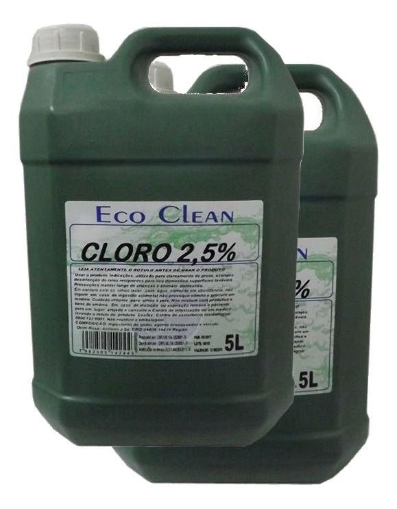 Cloro Eco Clean 2,5% At Hipocloreto Sódio - 5l Kit 2 - Ecoclean - Água ...