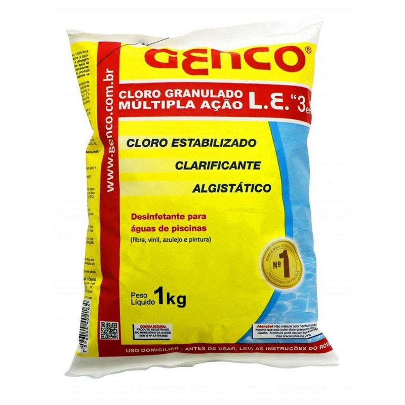 Cloro Granulado L.E Genco 3 em 1 Múltipla Ação 1 kg - Cloro para ...