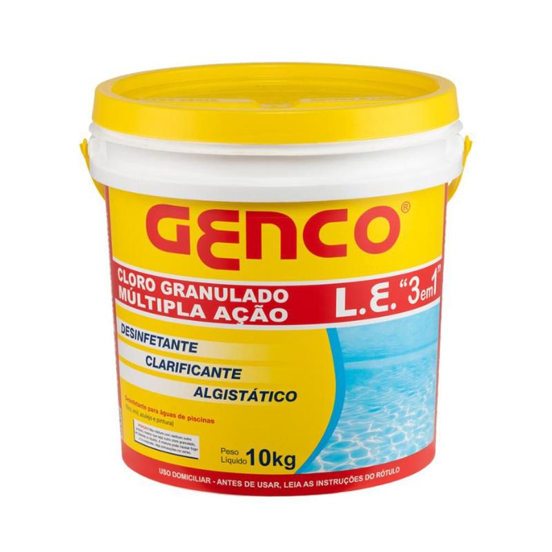 Cloro granulado múltipla ação balde 10kg Genco - Cloro para Piscina ...