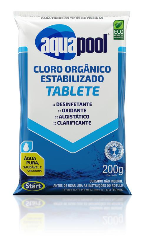 Cloro orgânico estabilizado tablete aquapool 200g - start - Cloro para ...