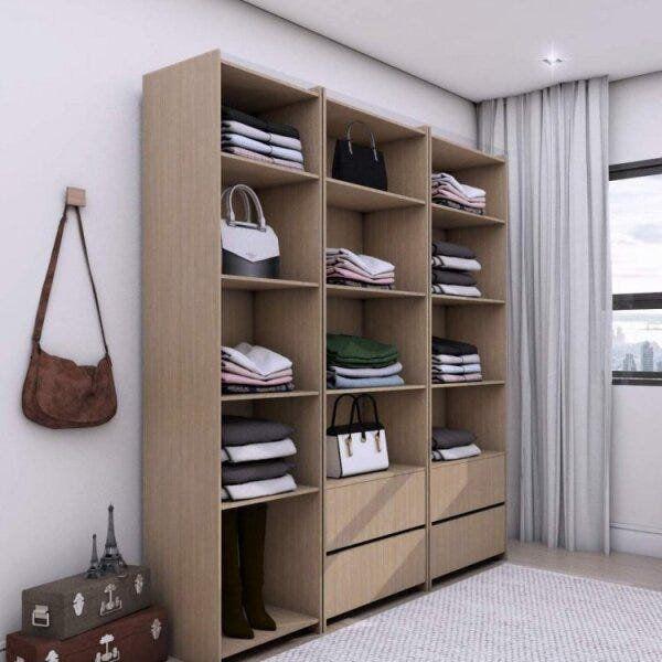 Closet Completo 4 Gavetas 10 Prateleiras Sandy Espresso Móveis - Closet ...