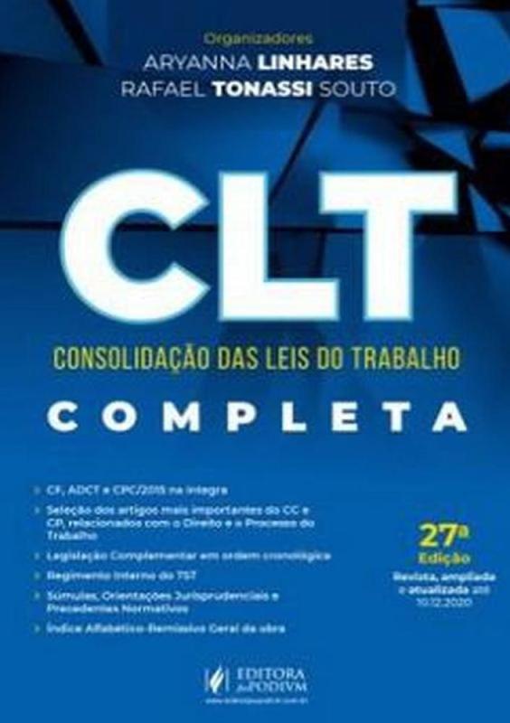Clt - consolidação das leis do trabalho - 2021 - JUSPODIVM - Livros de ...
