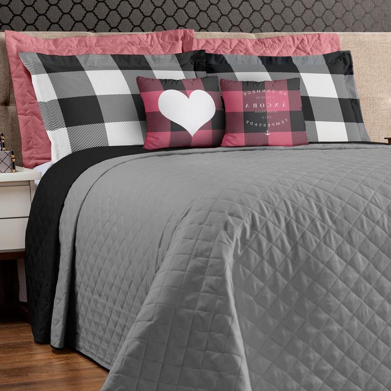 Cobre Leito Casal Xadrez Cinza 9 Peças - Um Encanto - Enxoval de Cama ...
