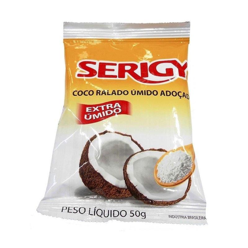 Coco Ralado Extra Úmido Adoçado 50g 50 Unidades - Serigy - Coco Ralado ...