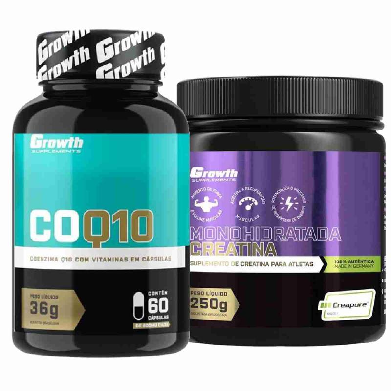 Coenzima Q10 60 Caps + Creatina 250g Creapure Growth - Growth Supplements - Ribose - Magazine Luiza