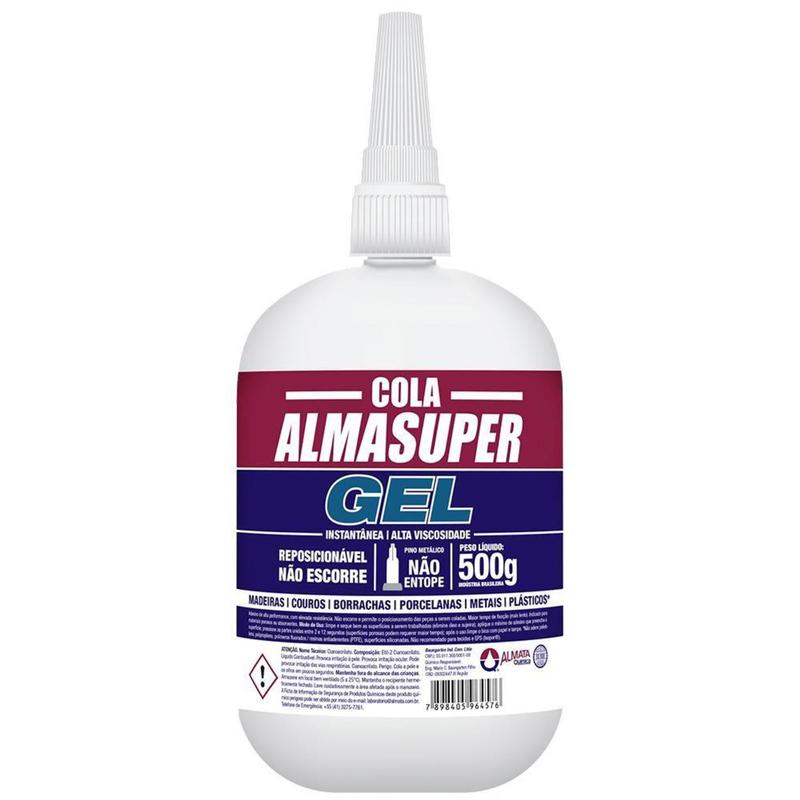 Cola Adesivo Instantâneo Gel 500G Almasuper Almata - Cola Instantânea ...
