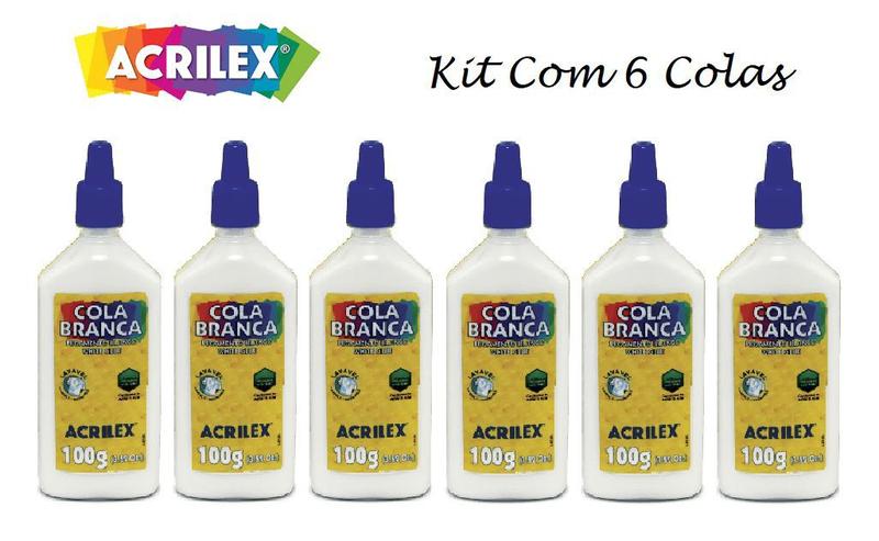 Cola Branca 100g Acrilex Kit Com 6 Unidades - Cola Branca - Magazine Luiza