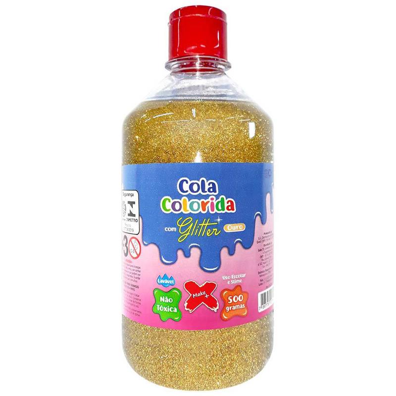 Cola para Slime com Glittler 500g Ouro Make Mais - Slime / Amoeba ...