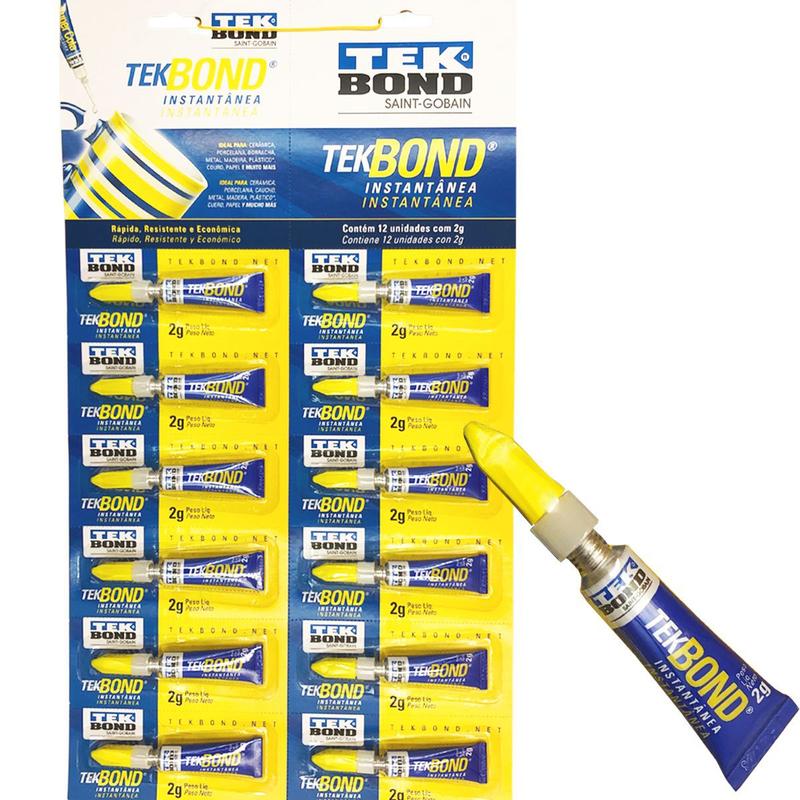 Cola Tekbond Instantânea Multiuso Cartela com 12 Unidades 2g - Cola de ...