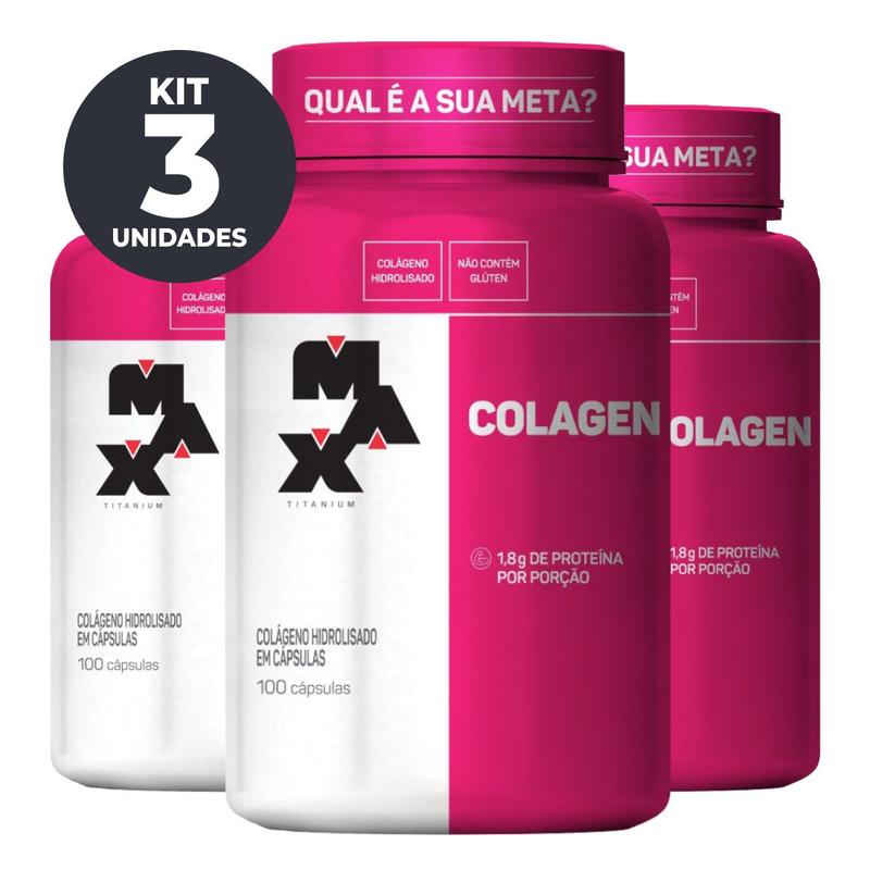 Colágeno 100 Cápsulas Max Titanium Kit 3 Potes - Colágeno - Magazine Luiza