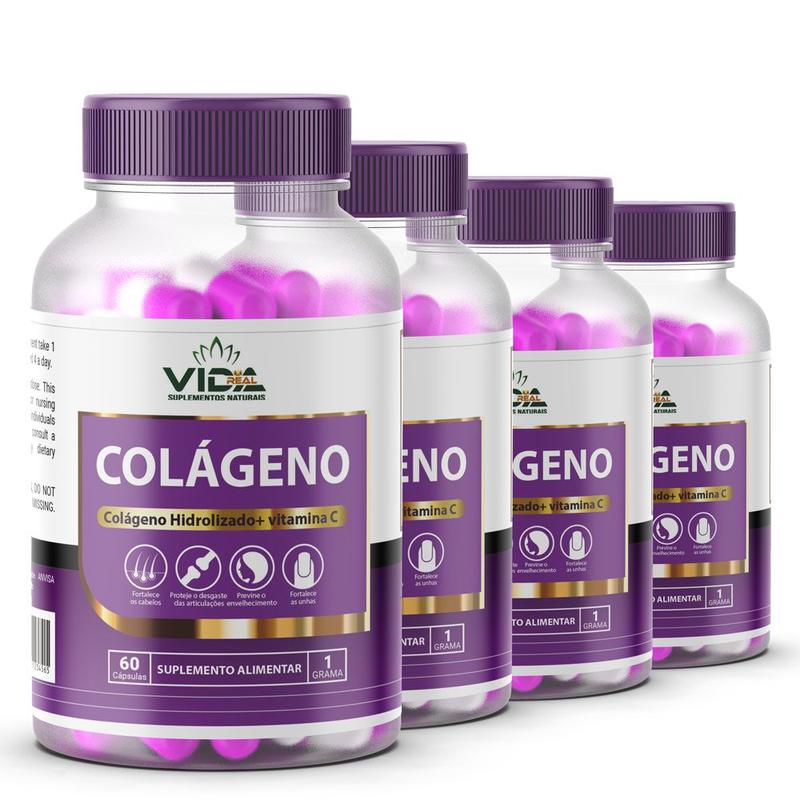 Colágeno c/ vitamina c 1 g c/ 240 cáps - VIDA REAL - Colágeno ...