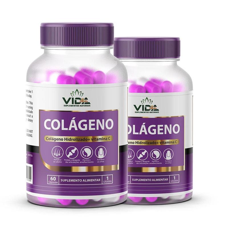 Colágeno Com Vitamina C 1 G Com 120 Cáps - Vida Real - Colágeno ...